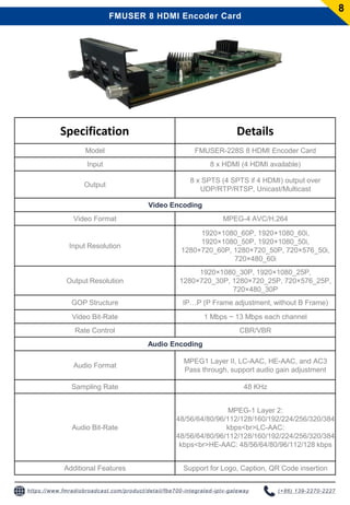 FBE700 All-in-One IPTV Gateway (Server) | FMUSER IPTV Solution | PDF