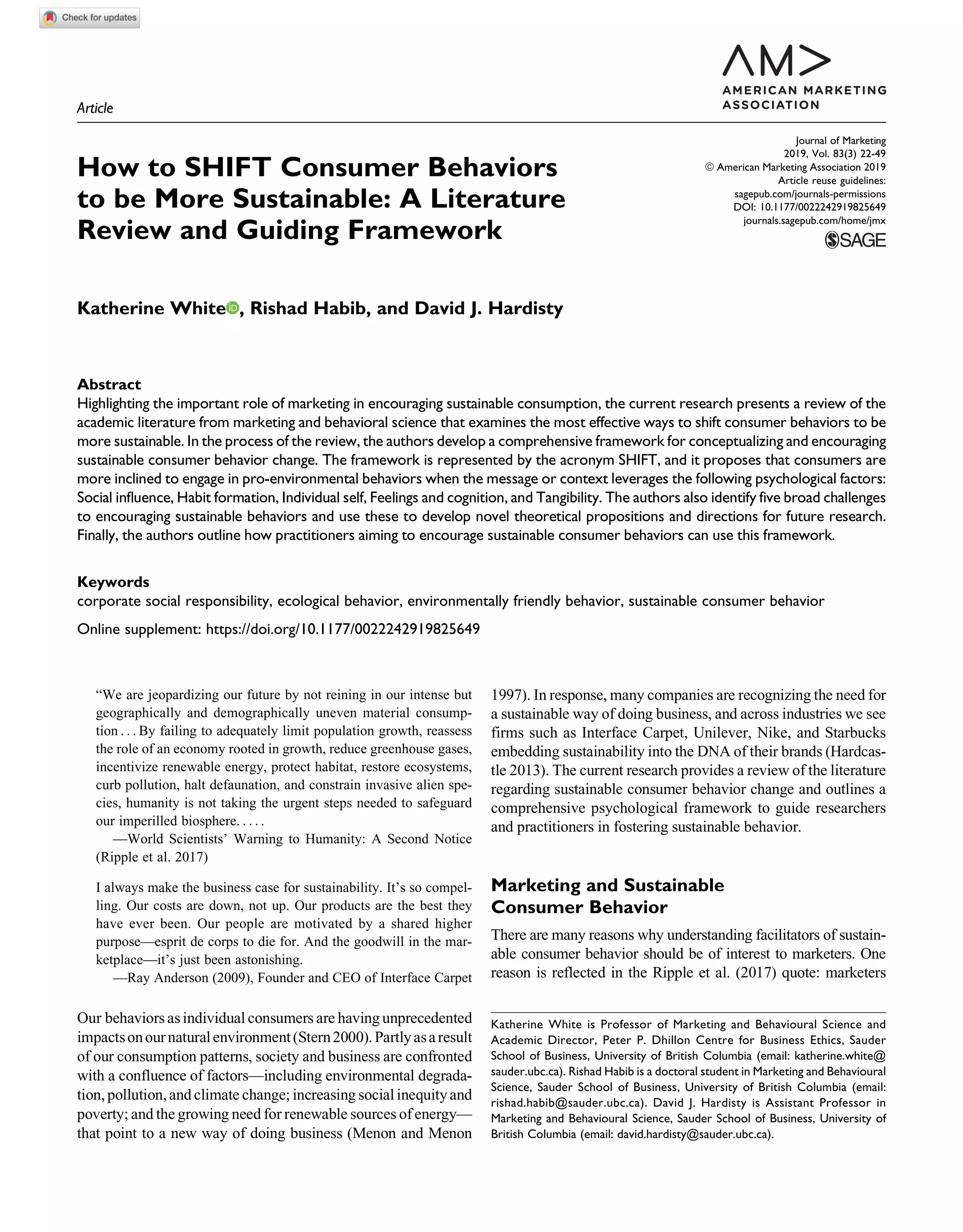 How To Shift Consumer Behaviors to be more sustainable; a literature ...