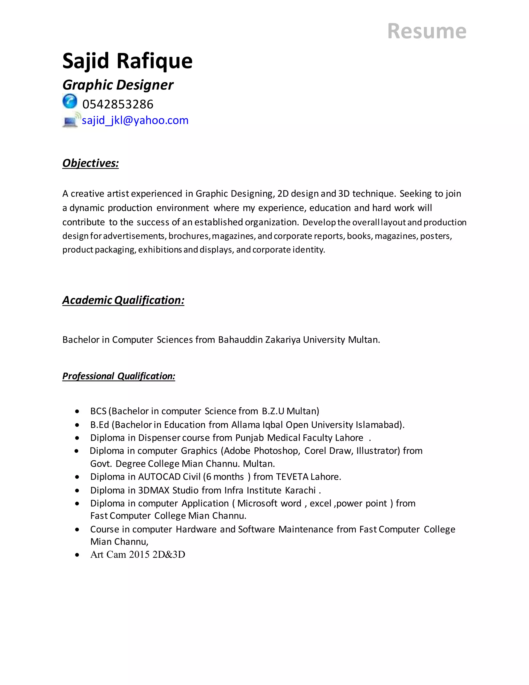 Sajid Rafique Resume lasttt | DOCX