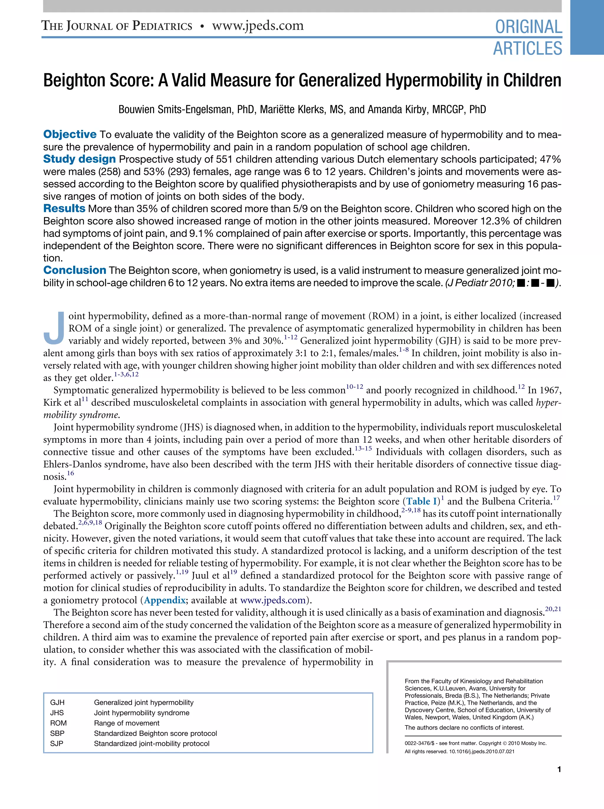 Beighton Score Pdf