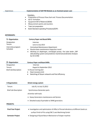 Faheem Naeem Planning dept cv | PDF | Business | Business and Finance