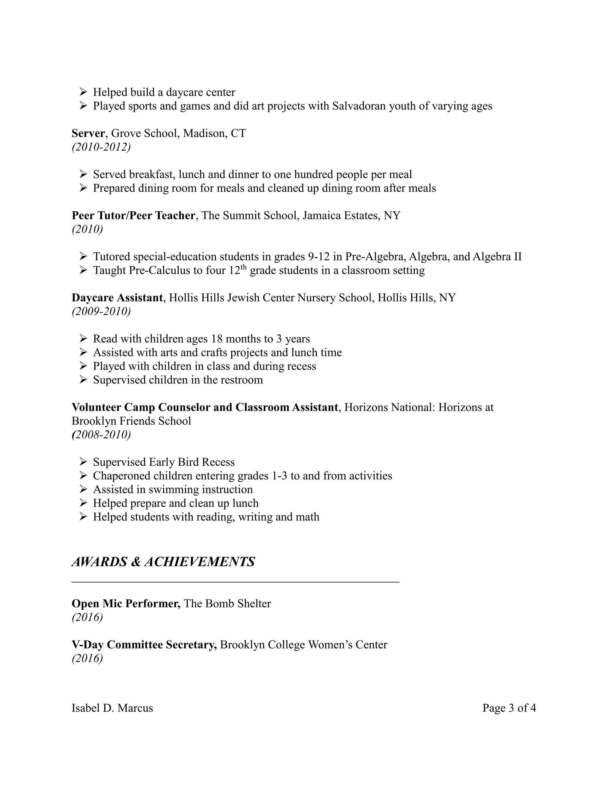 Isabel Marcus CV | PDF