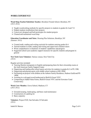 Isabel Marcus CV | PDF