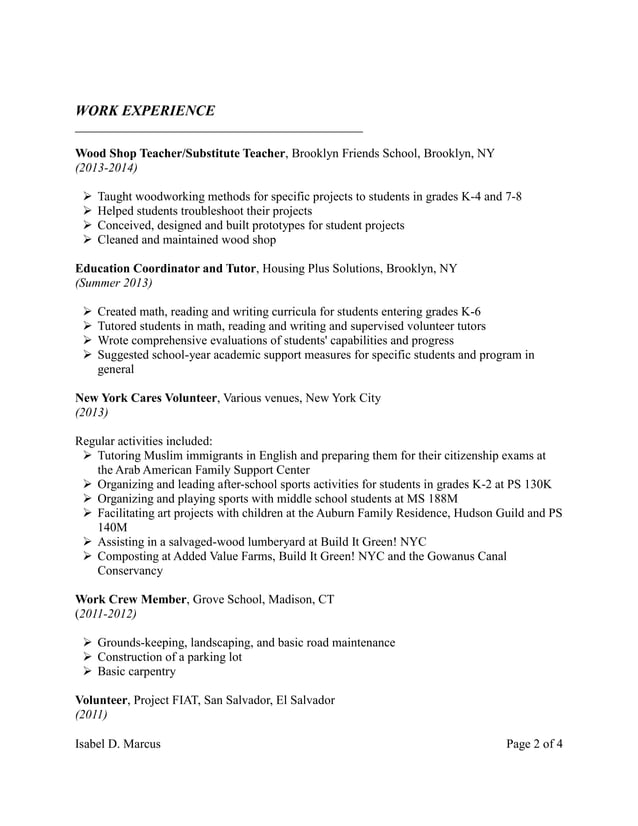 Isabel Marcus CV | PDF