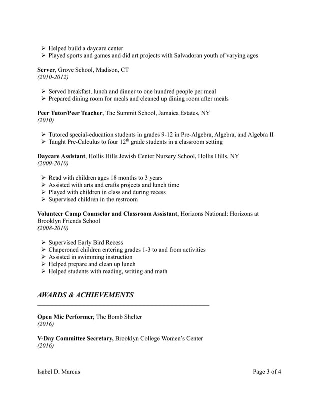 Isabel Marcus CV | PDF