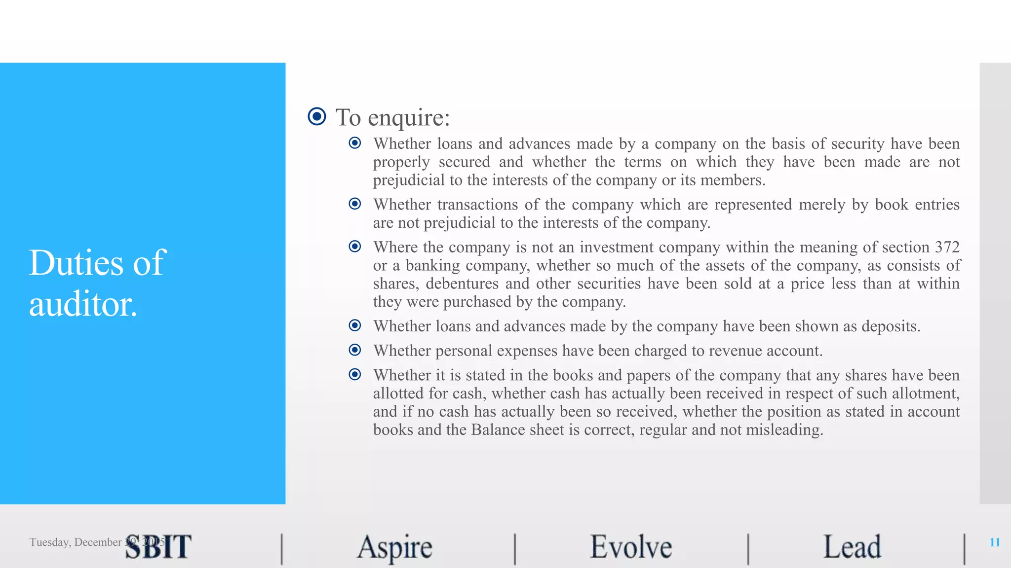 duties and rights of auditor | PPTX