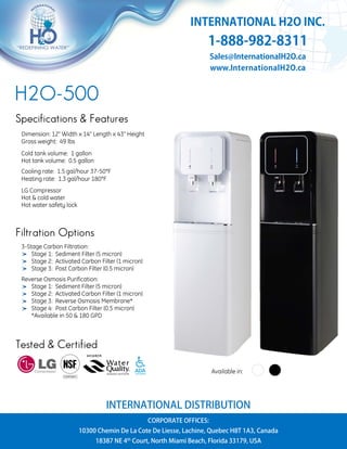 H2O-500 spec sheet | PDF
