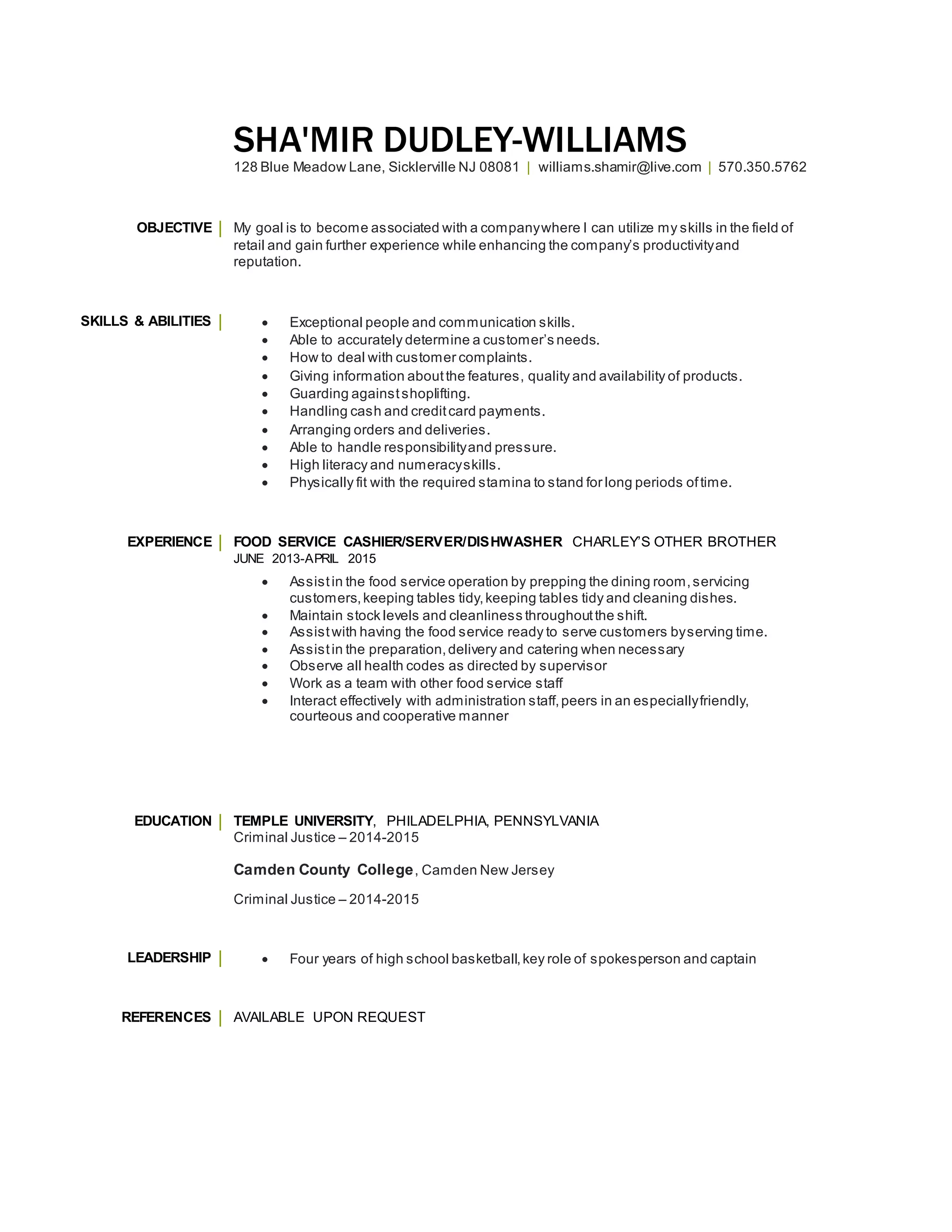 Shamir Resume | DOCX