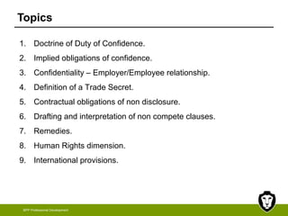 Confidential Information & Trade Secrets law | PPT