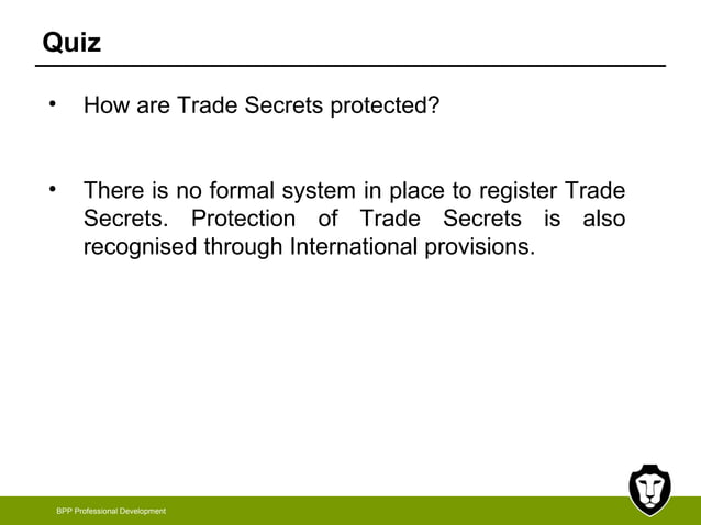 Confidential Information & Trade Secrets law | PPT | Law