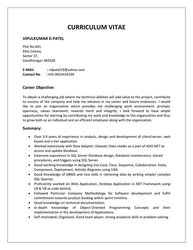 Patel_Vipul_CV | PDF