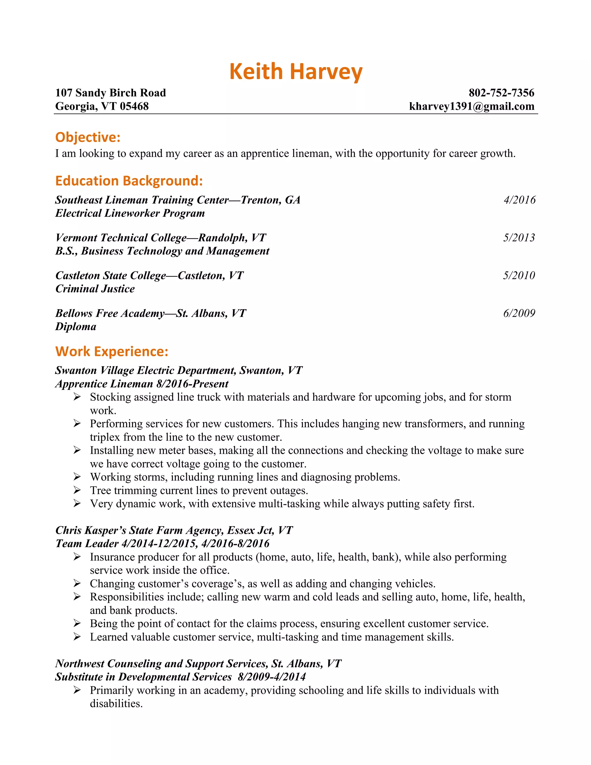 Keith Harvey Official Resume | PDF