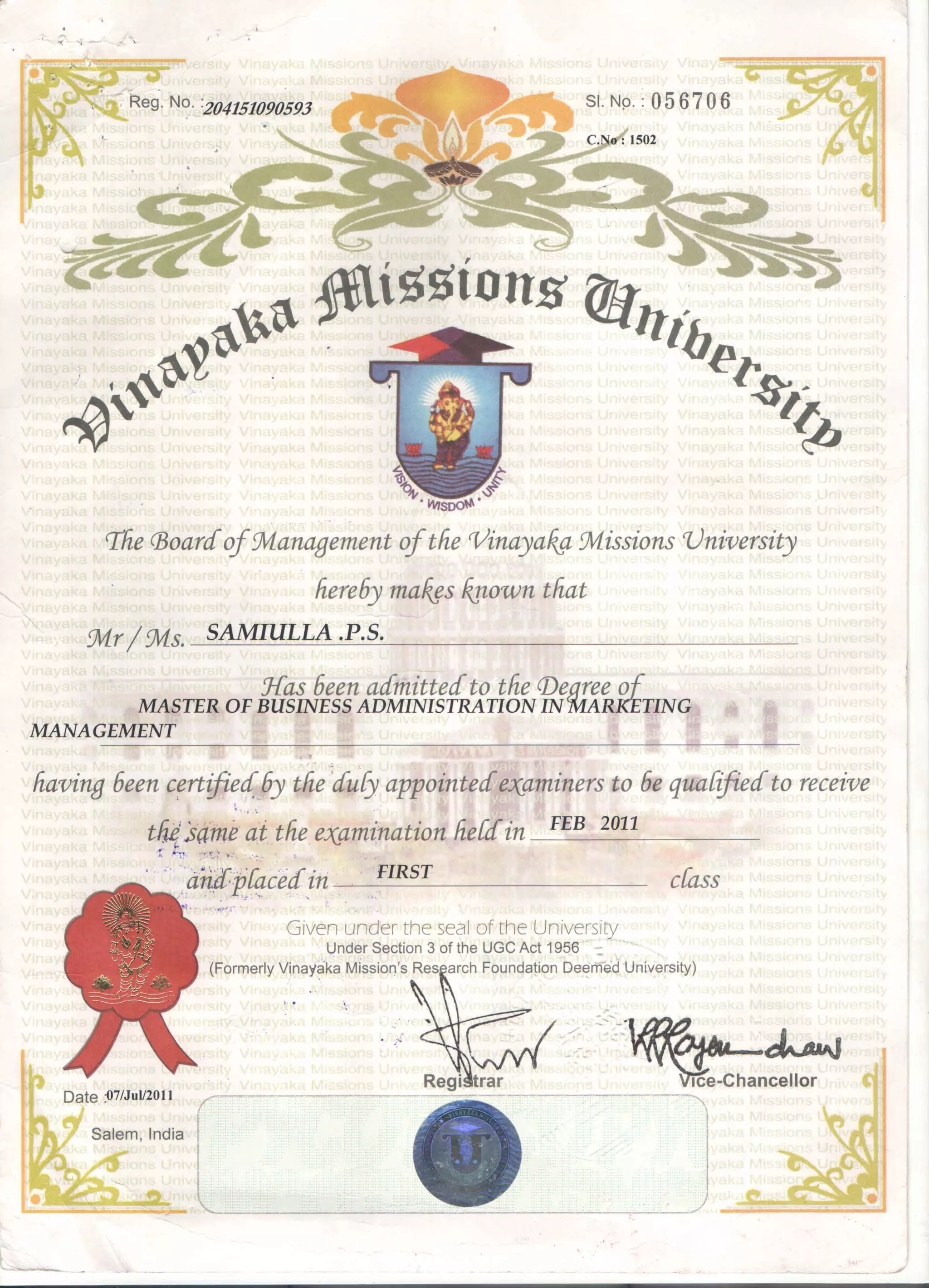 MBA Certificate with HR | PDF