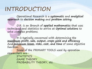 Introduction to Operations Research | PPTX