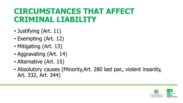 1 Justifying Circumstances Criminal law 1 | PPTX