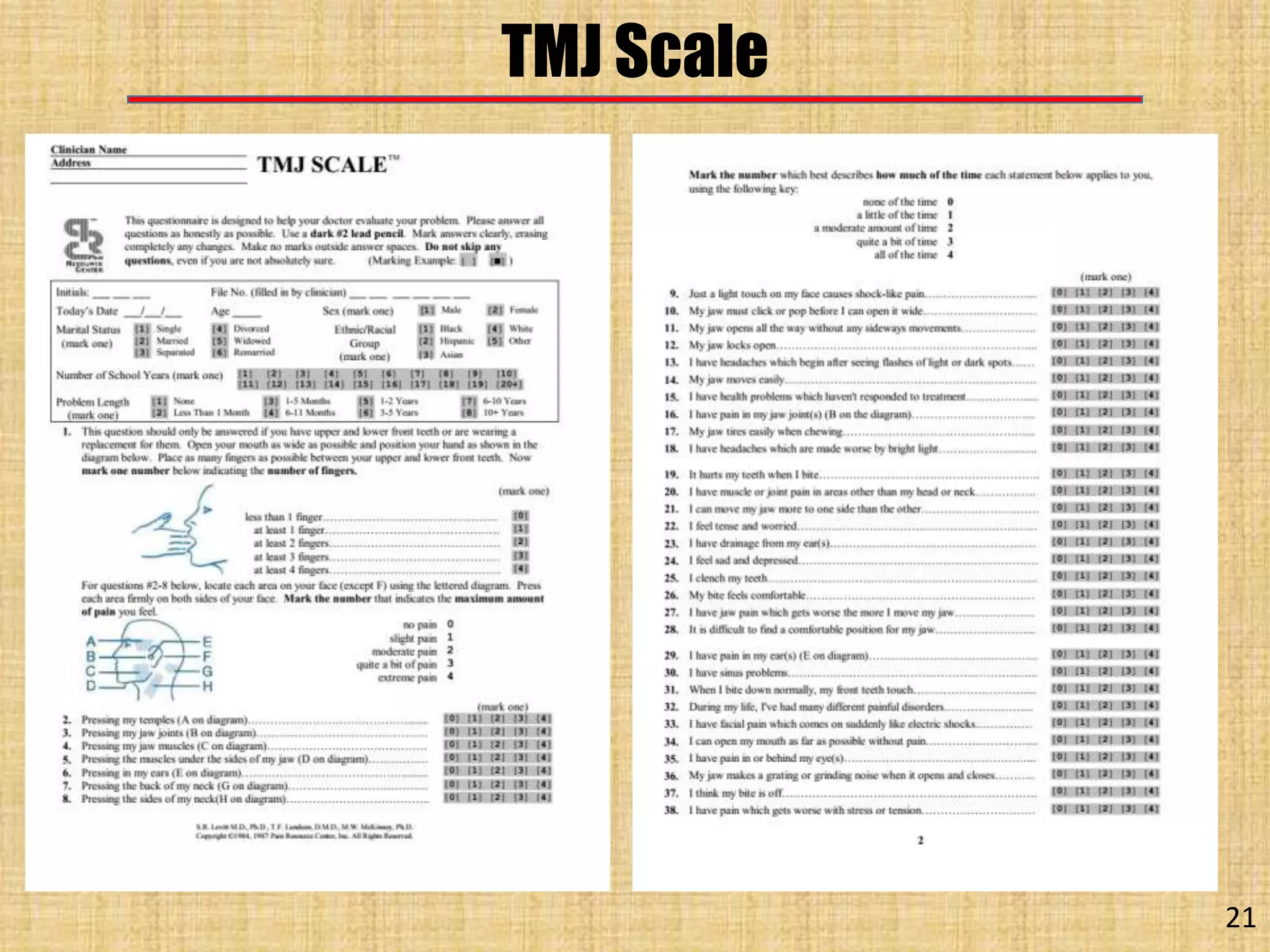 Temporomandibular Dysfunctions – Part 2 History, Clinical Examination ...