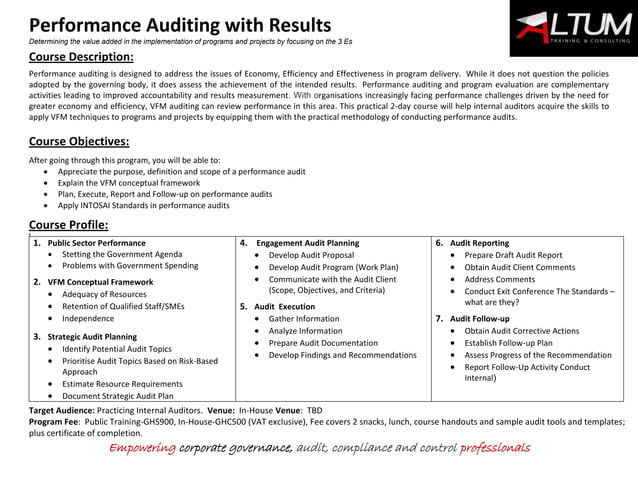 Performance auditing | PDF | Business Accounting & Finance | Business