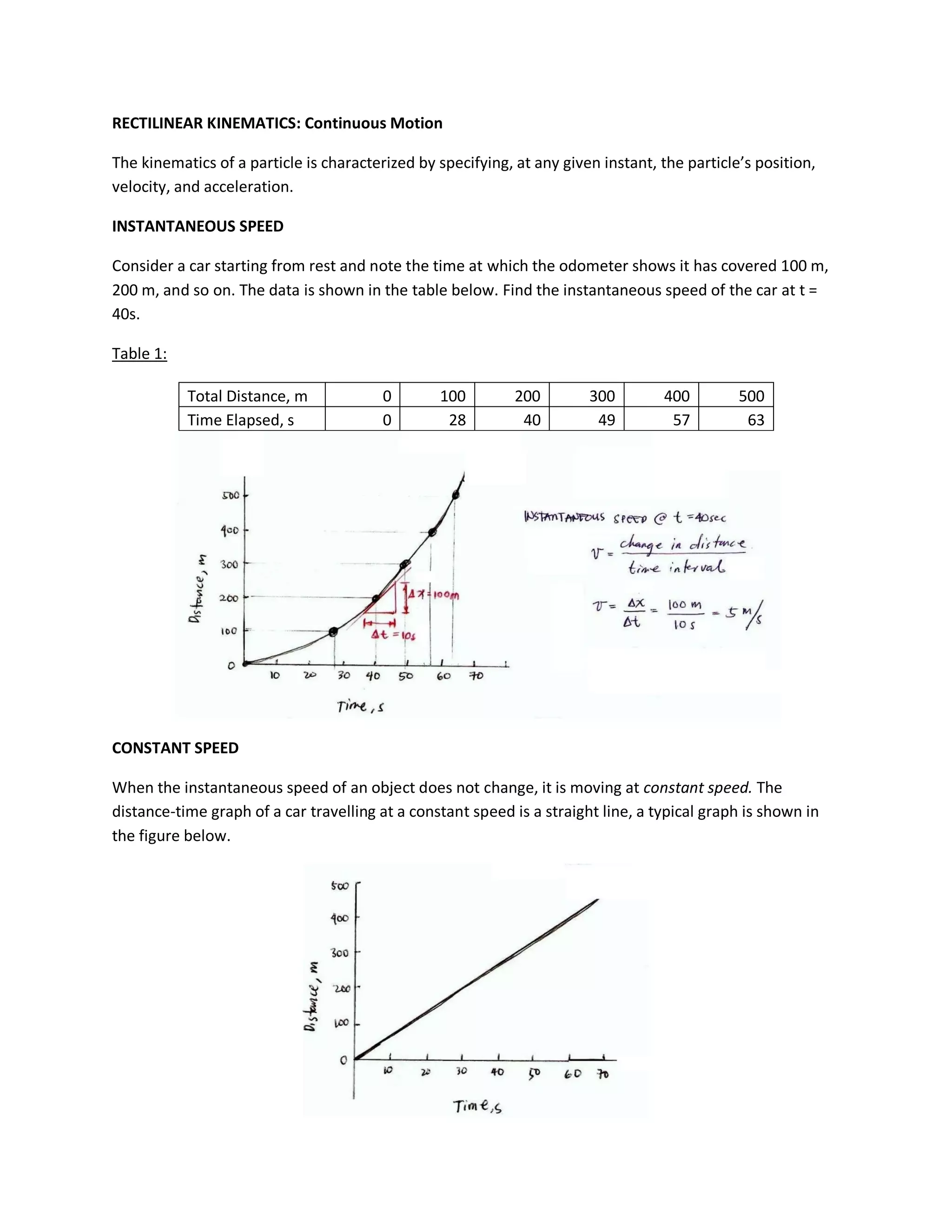 002 Rectiliear Kinematics Continuous Motion Pdf Physics Science