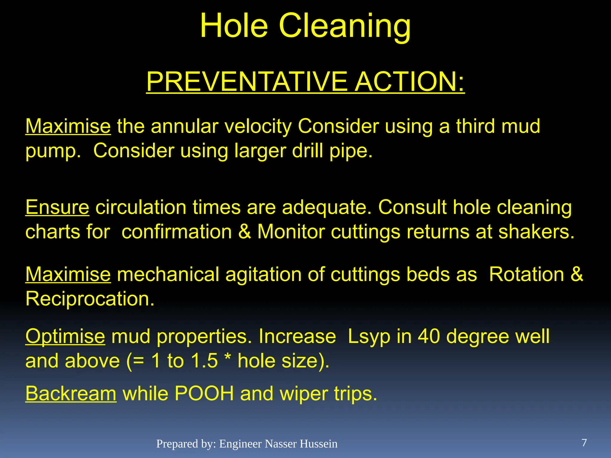 Stuck pipe prevention methods for Hole Cleaning | PPSX