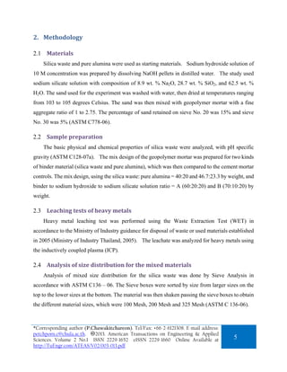 Geopolymer Mortar Production Using Silica Waste as Raw Material | PDF