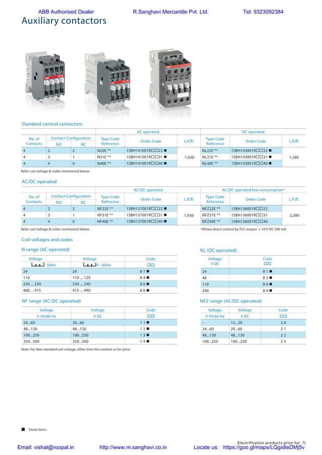 ABB Control gear Price list 2018 003 | PDF
