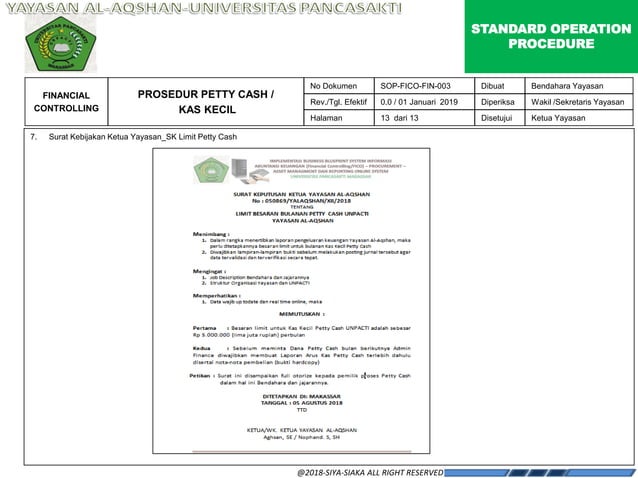 Implementasi SOP - Business Process Finance Accounting - PROSEDUR PETTY CASH/KAS KECIL - UNPACTI ...