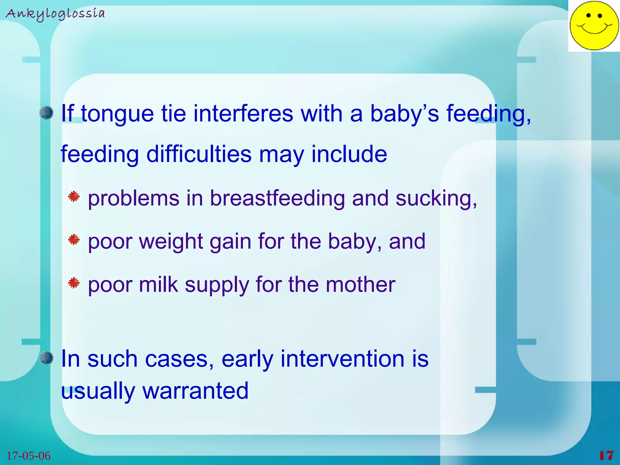 Ankyloglossia a congenital oral anomaly | PPT