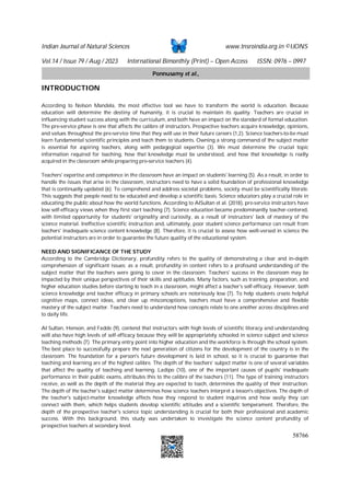 Science Content Profundity among Pre-Service Teachers at Secondary ...