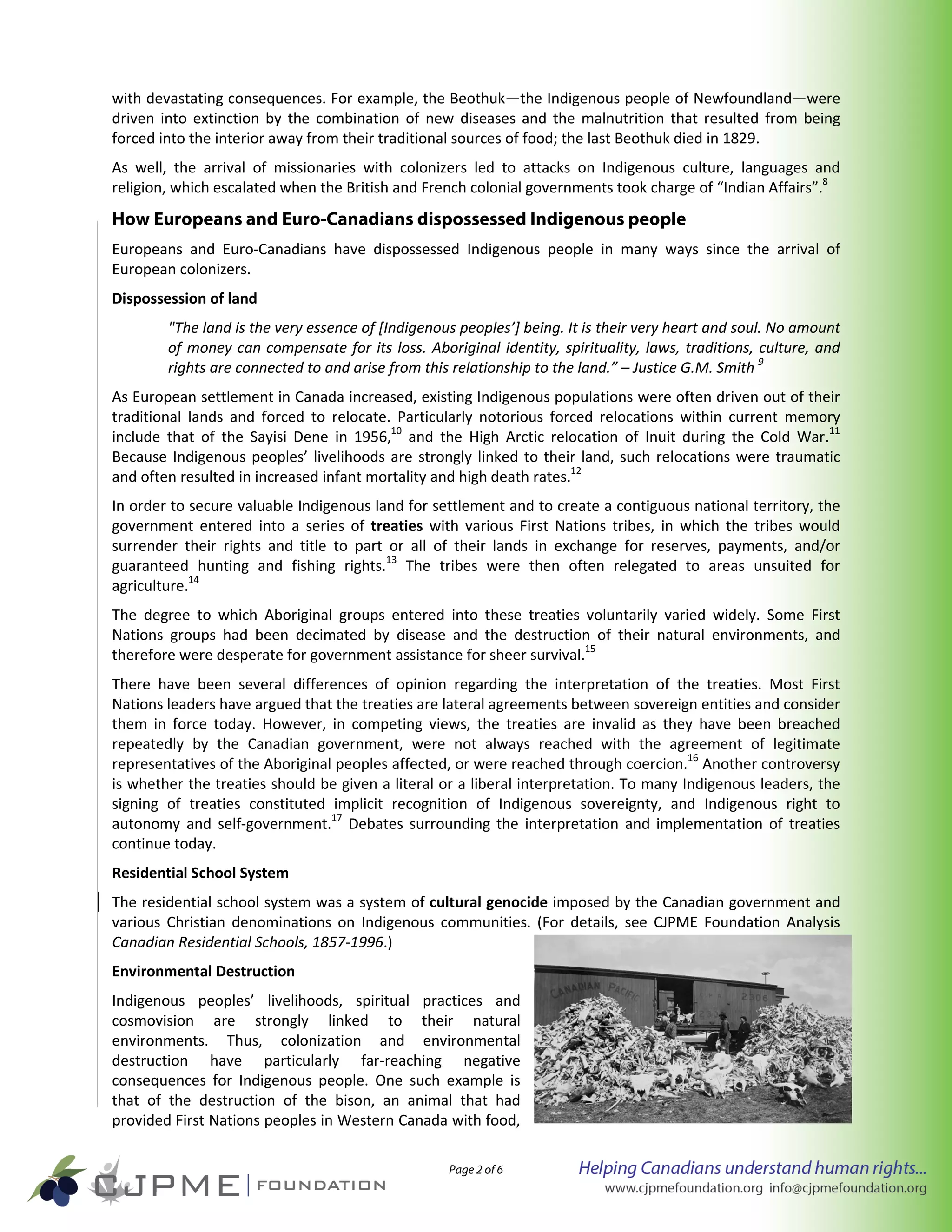 Dispossession of the Aboriginal Peoples of Canada | PDF