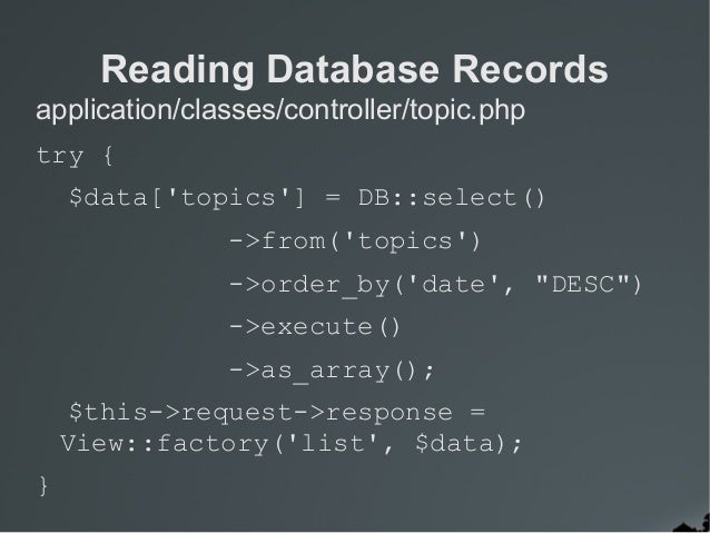 Web Application Development using MVC Framework Kohana