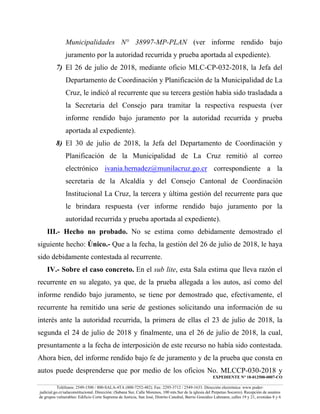 Recurso de Amparo contra Municipalidad de La Cruz | PDF