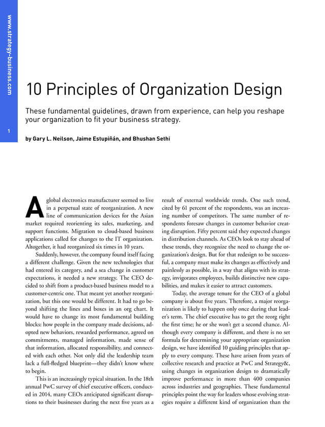 10 Principles of Organization Design | PDF