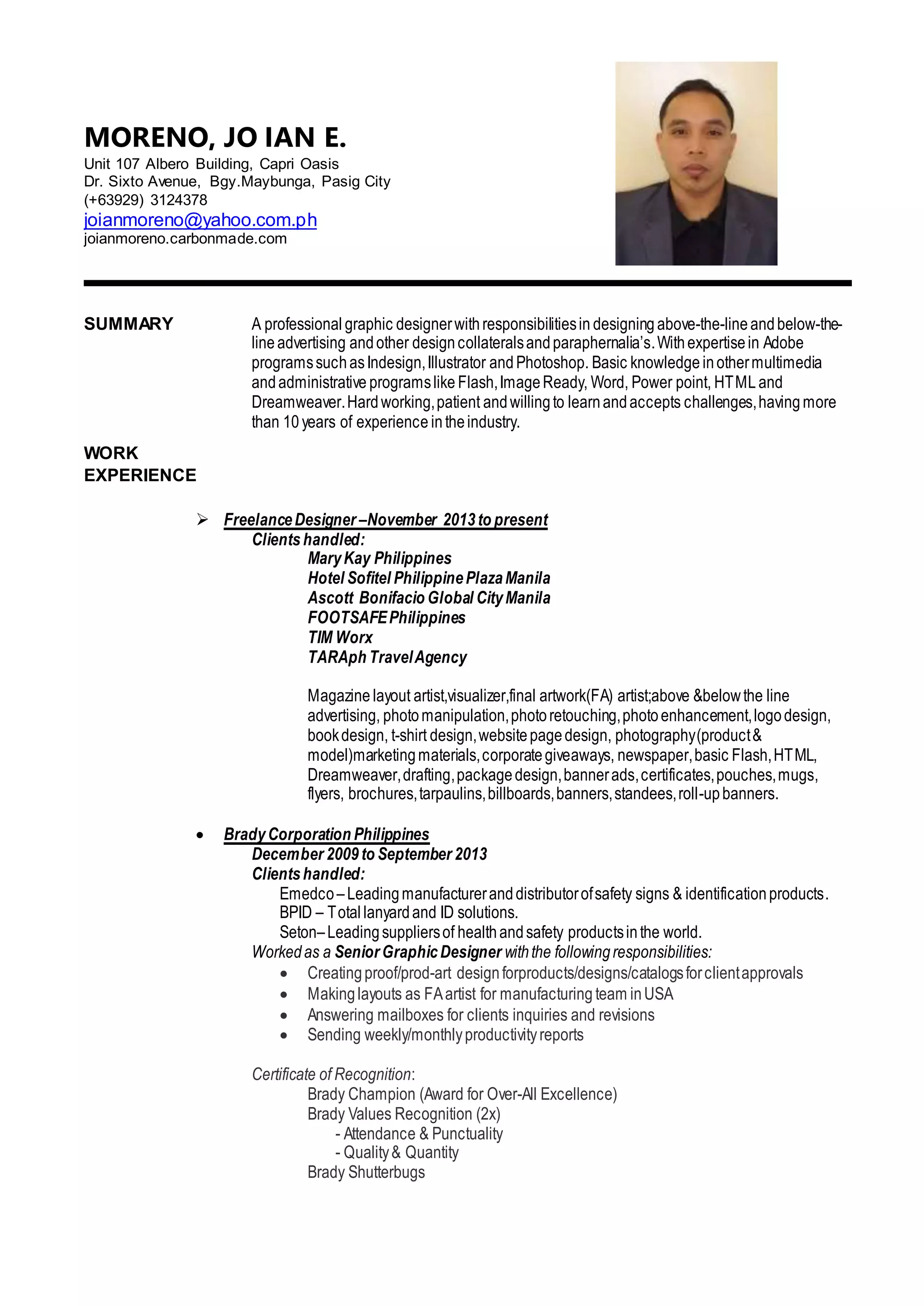 Jo Ian Moreno CV | PDF