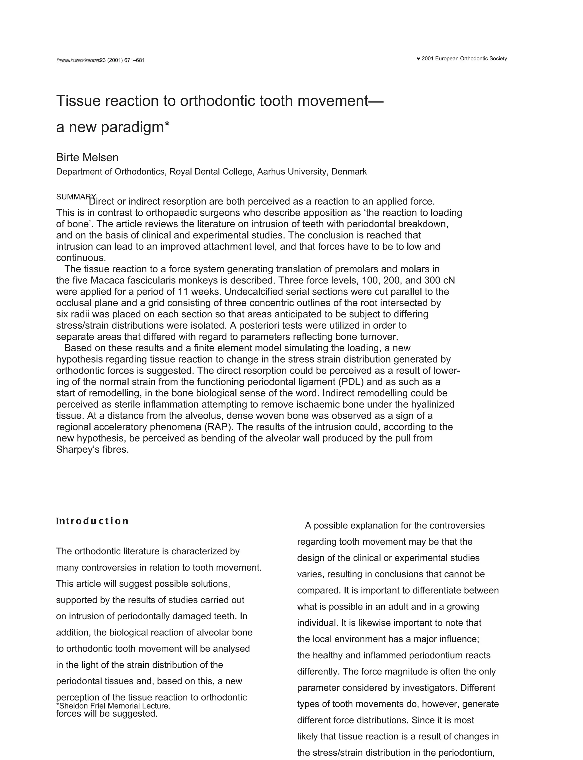Tissue reaction to orthodontic tooth movement-a new paradigm | RTF