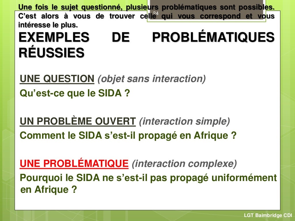 Construire et formuler une problematique