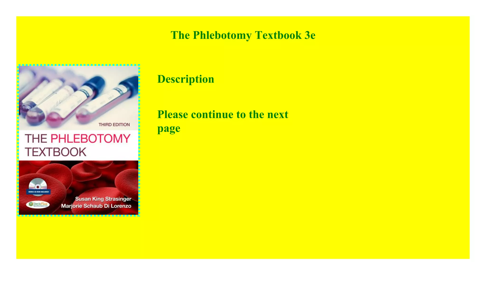 The Phlebotomy Textbook 3e ((P.D.F))^^@@ | PPT | Free Download