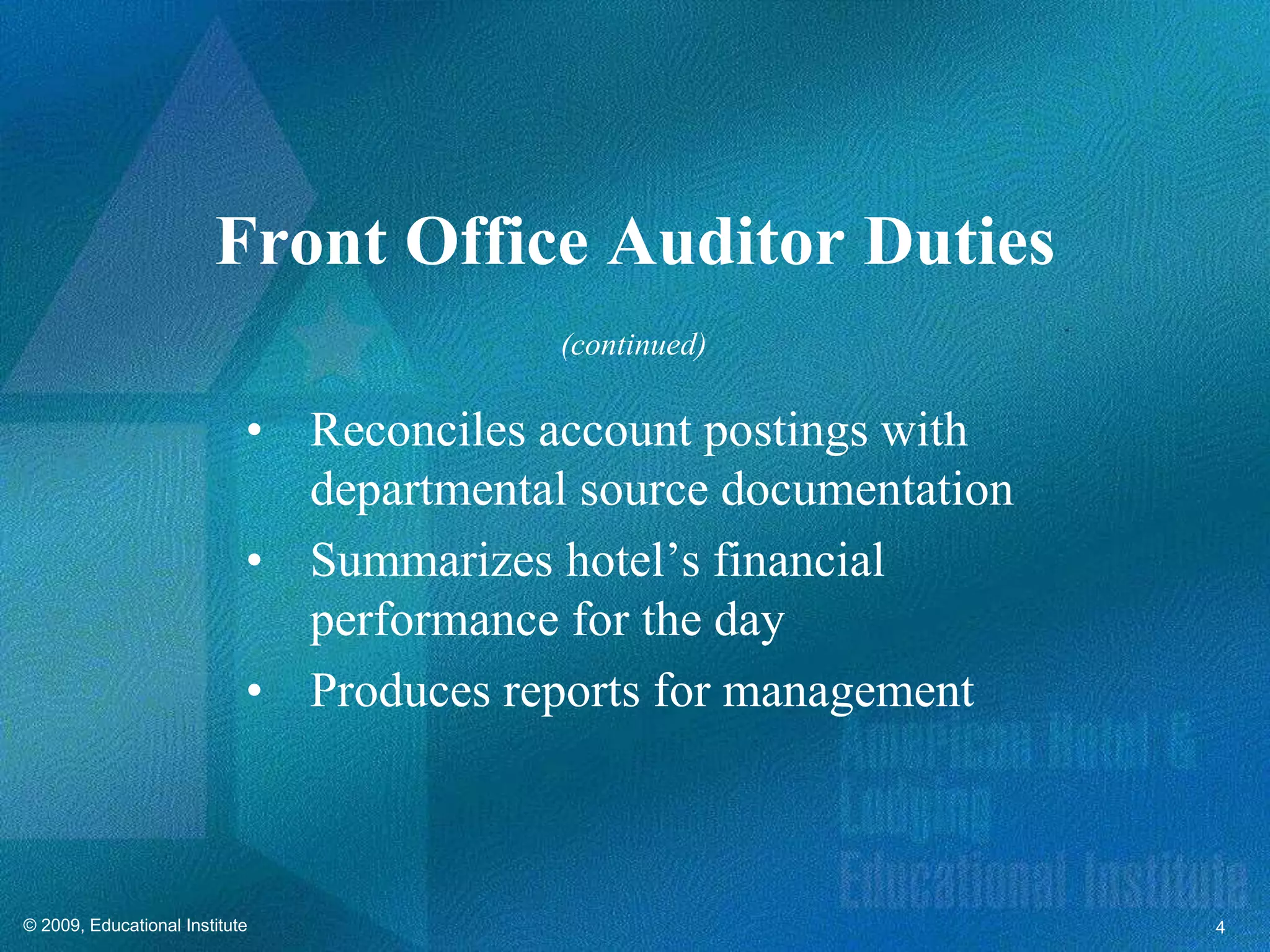 THE FRONT OFFICE AUDIT | PPT