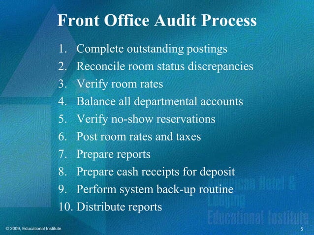 THE FRONT OFFICE AUDIT | PPT