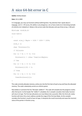 A nice 64-bit error in C | PDF | Programming Languages | Computing