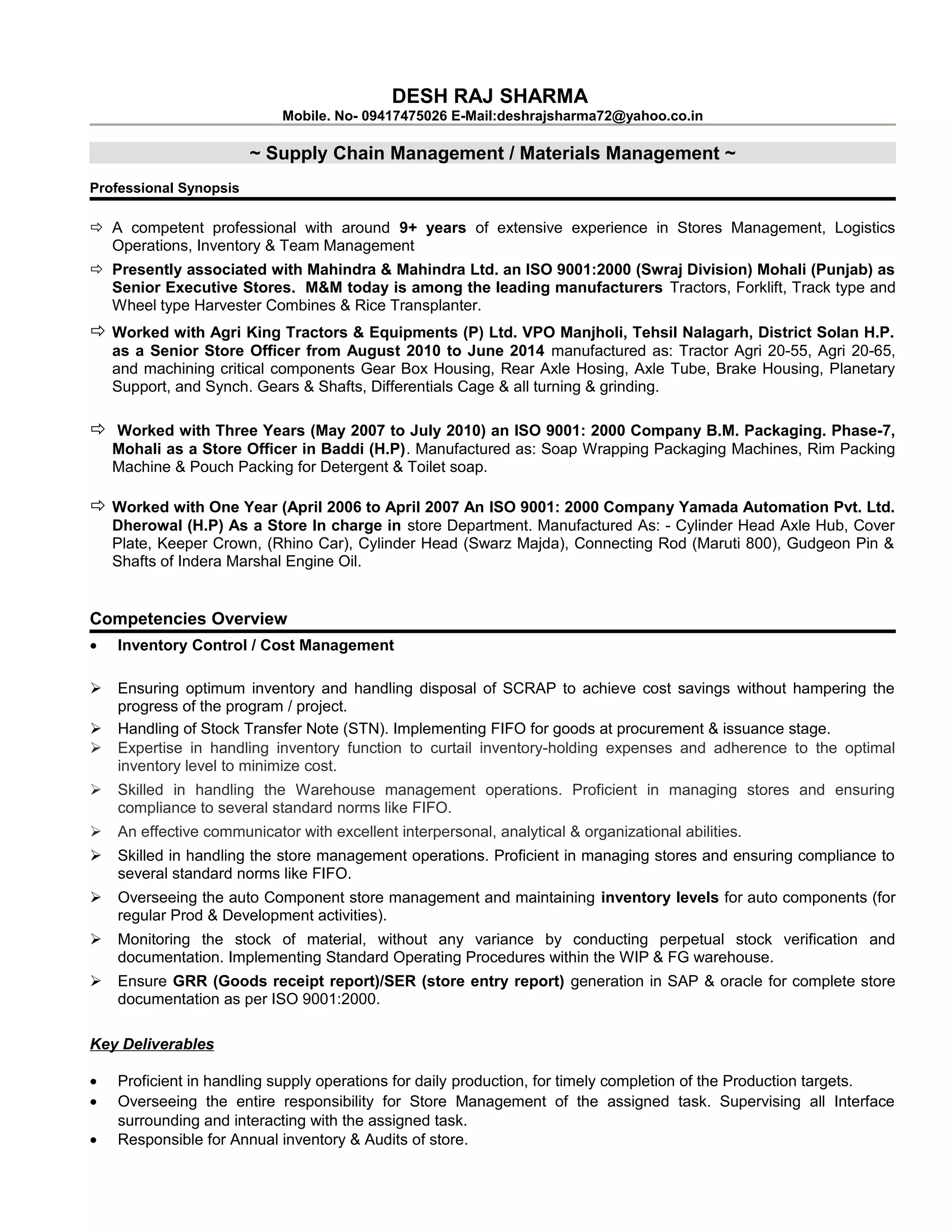 Resume Update Desh Raj (1) | DOC