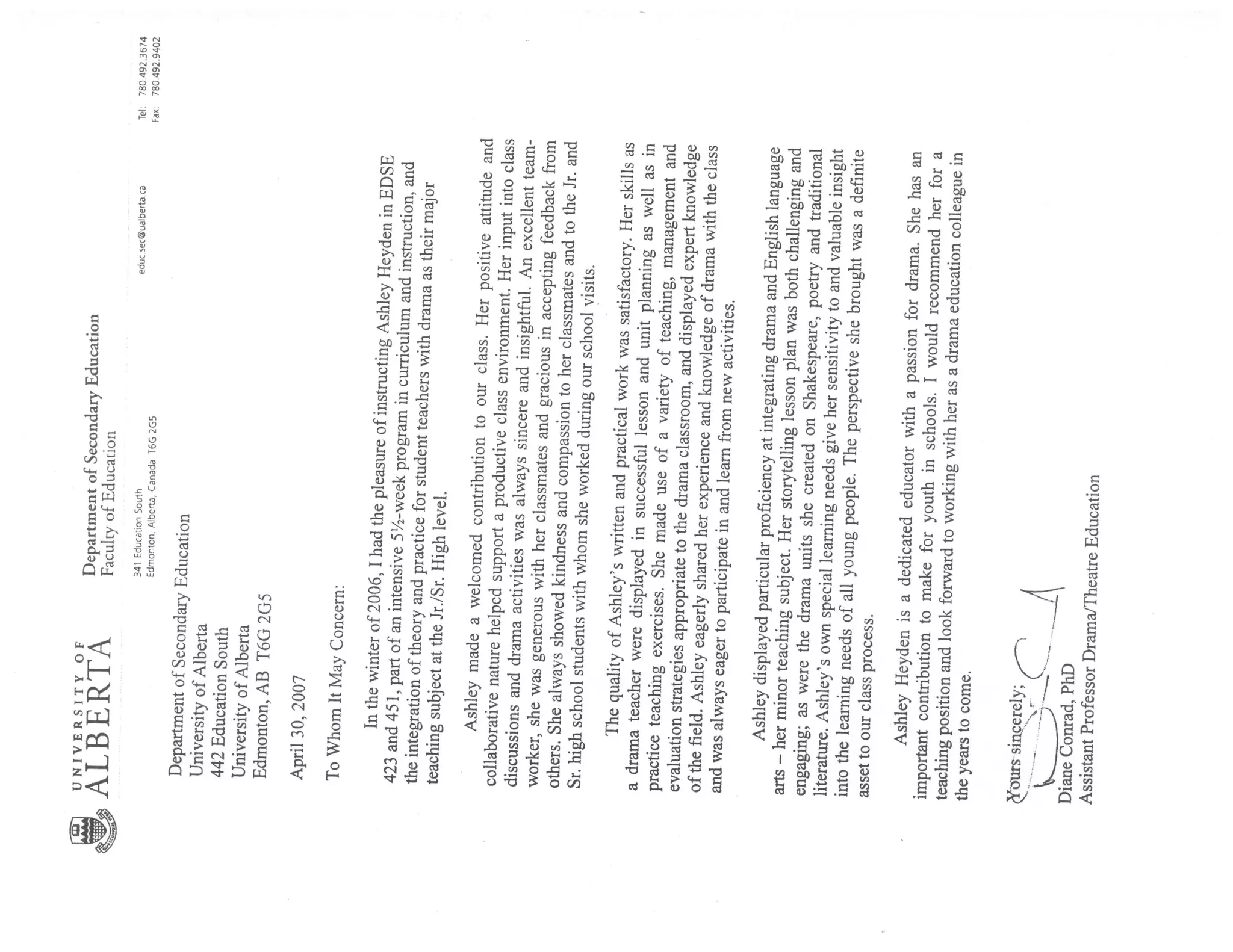 University letter of reference - Diane | PPT