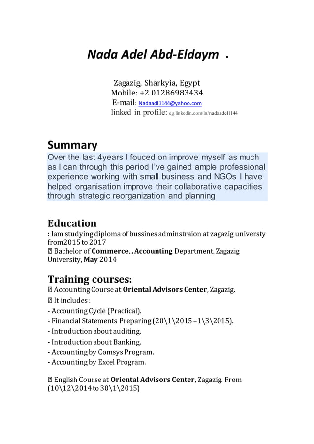 nada adel cv | PDF