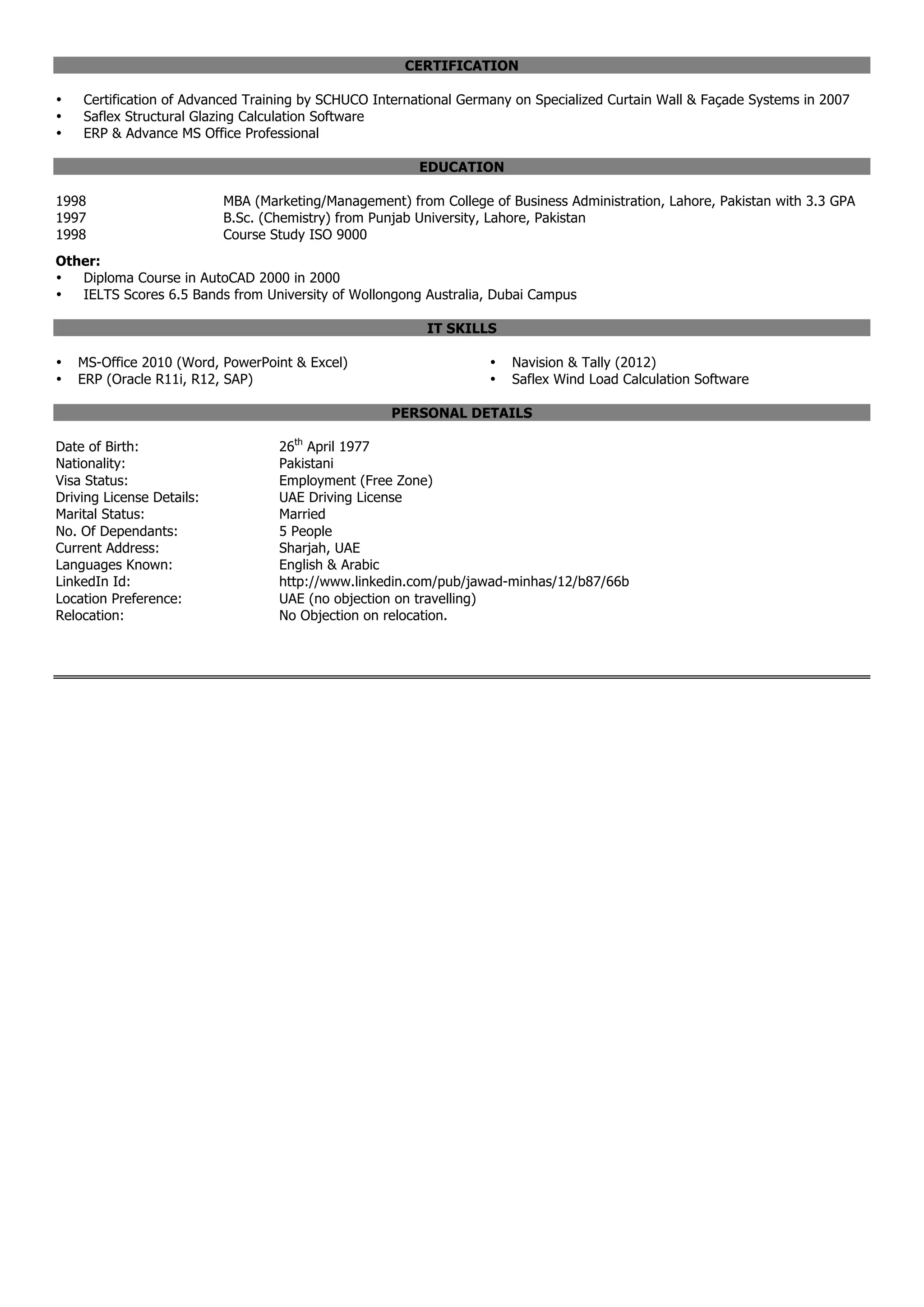 Jawad Resume - 2016 | PDF