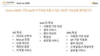 AWS Partner Techshift - 소프트웨어 기업의 성공적인 SaaS 서비스 전환을 위한 제언 (이원일 수석컨설턴트) | PPTX