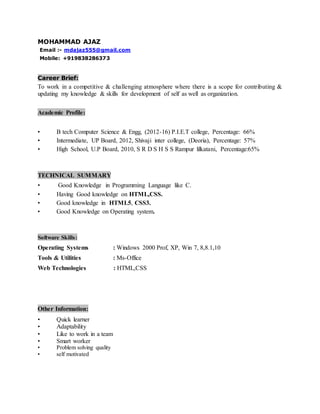 MD AJAZ resume | DOCX