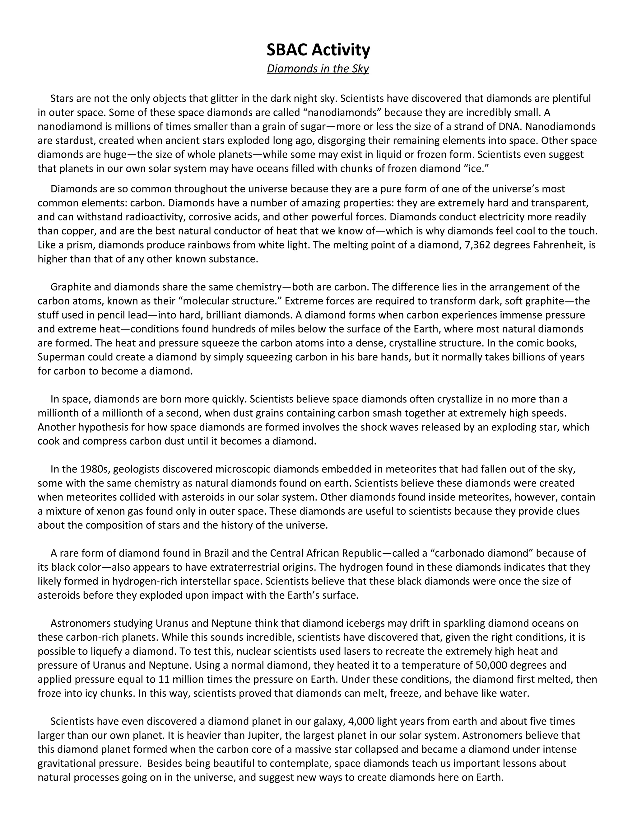 PVUSD Common Core SBAC Activity | PDF