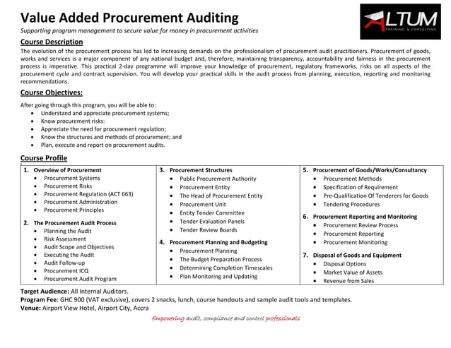 Value added procurement auditing | PPT