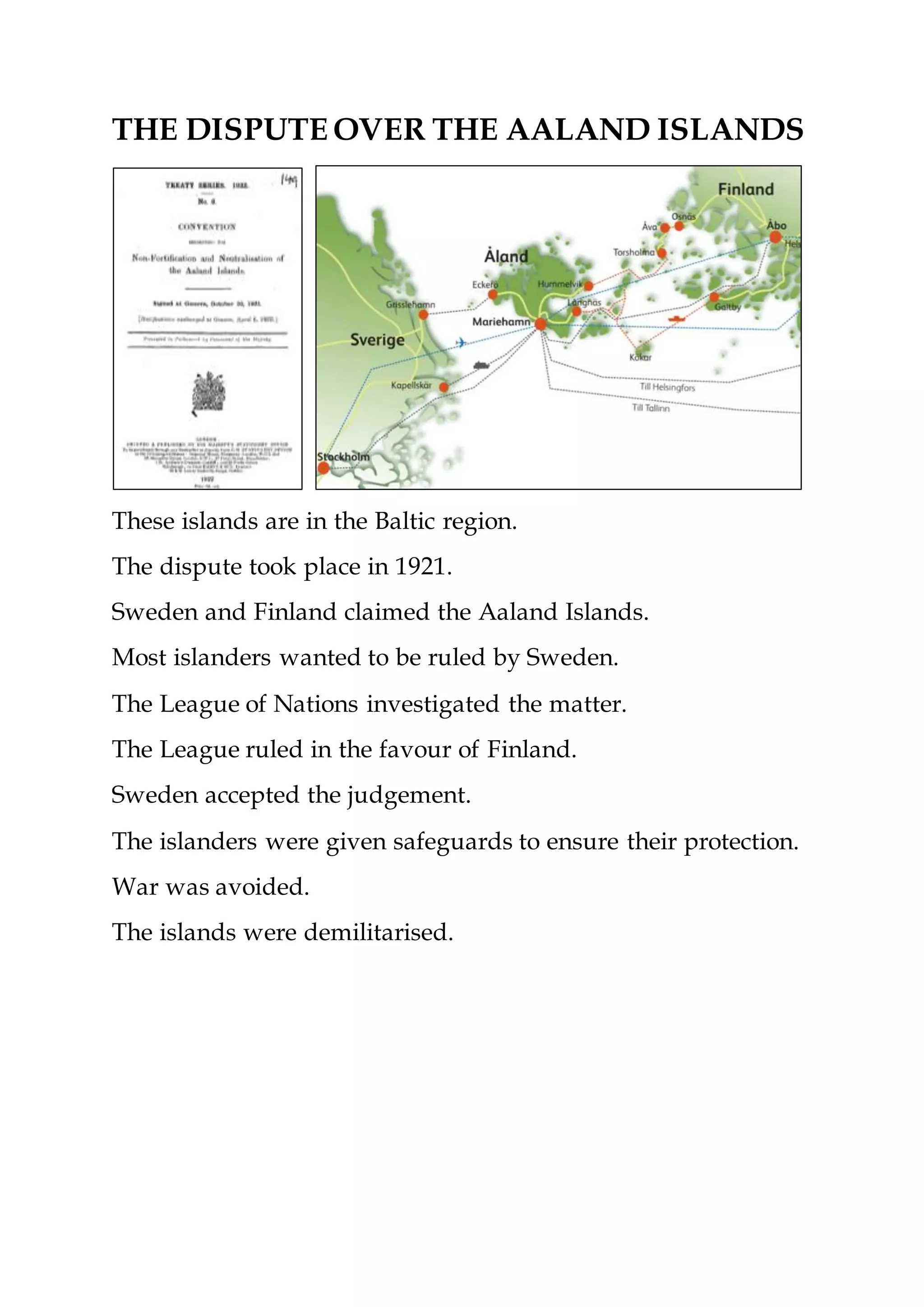 HISTORY IGCSE REVISION CARDS - 004. THE DISPUTE OVER AALAND ISLANDS | DOCX