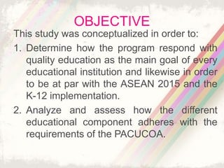 PREPAREDNESS OF BICOL COLLEGE IN THE ACCREDITATION OF BSHM PROGRAM BY THE PACUCOA | PPTX