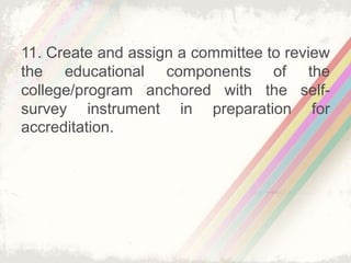 PREPAREDNESS OF BICOL COLLEGE IN THE ACCREDITATION OF BSHM PROGRAM BY THE PACUCOA | PPTX